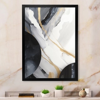 Designart "Black And Gold Harmony Of Marble I" Abstract Marble Framed Canvas Prints - Bed Bath ...